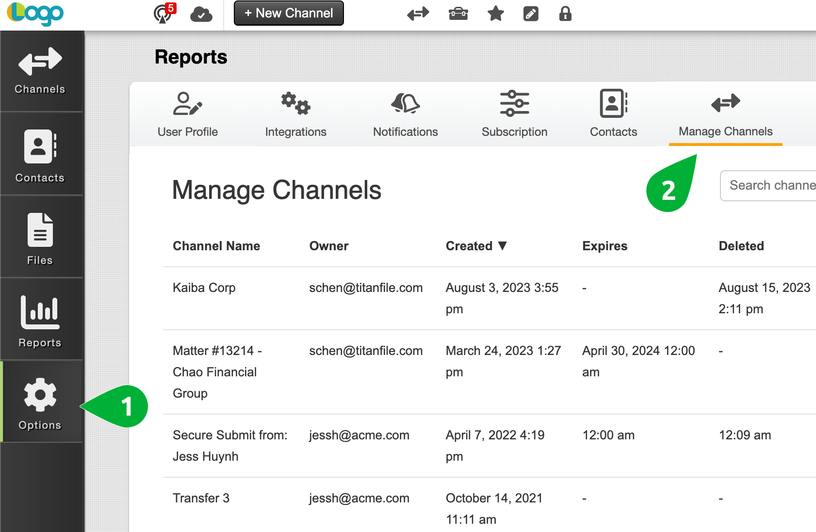 Using the Manage Channels Tab – TitanFile Support
